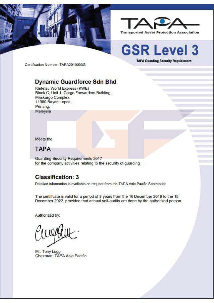 CERTIFICATES – Dynamic Guardforce Sdn Bhd